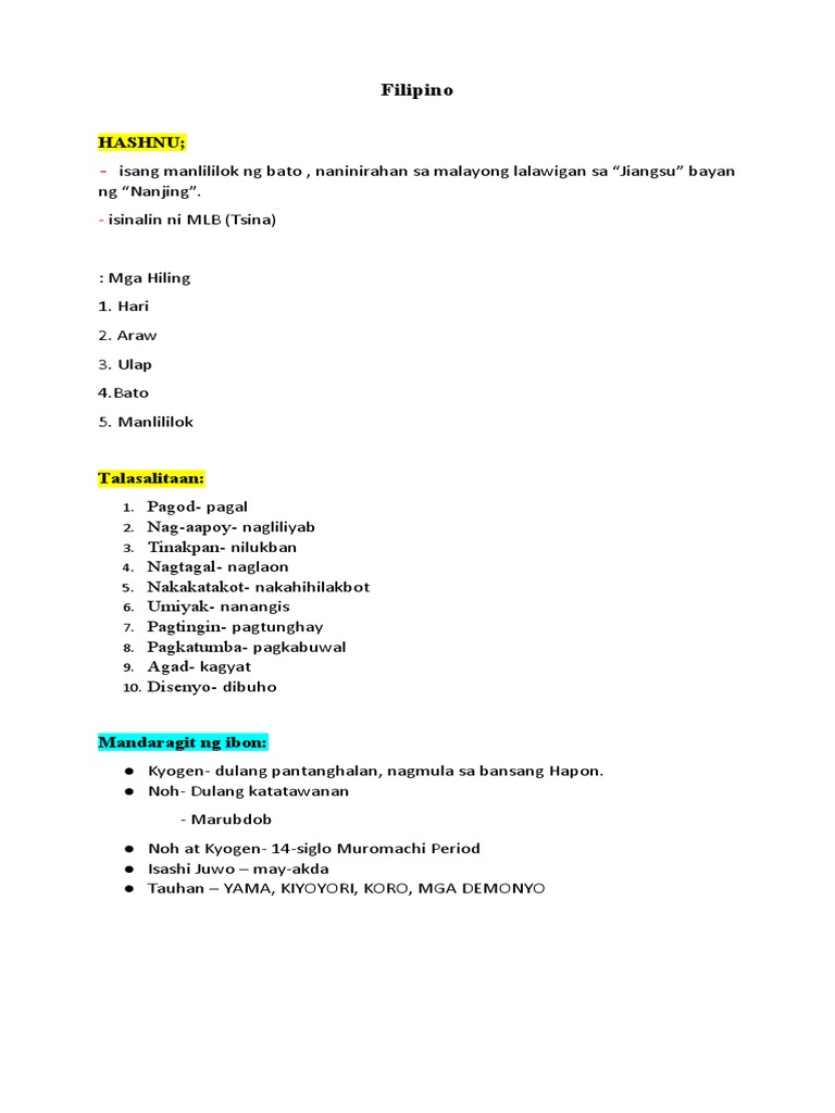 Filipino reviewer | PDF