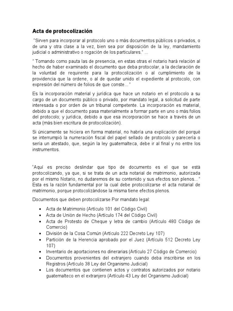 Acta de Protocolización | PDF | Ley común | Derecho Civil (Common Law)