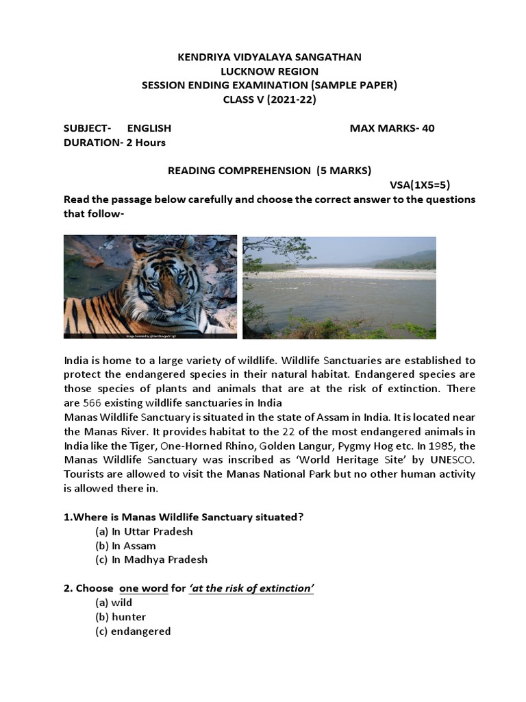 Class 5 English | PDF | Wildlife