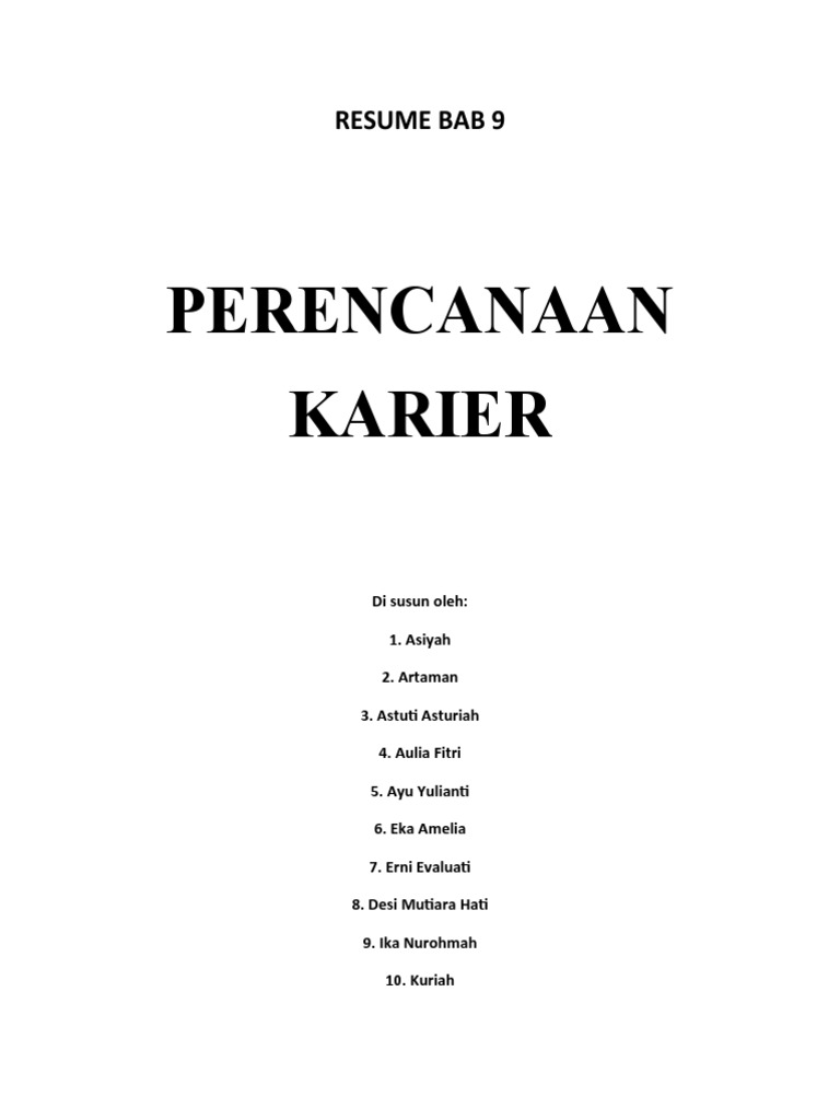 RESUME BAB 8 PERENCANAAN KARIER | PDF