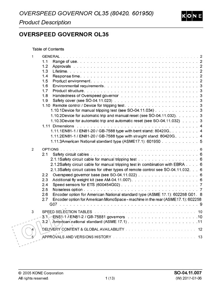 Overspeed Governor Ol35 - 1 | PDF