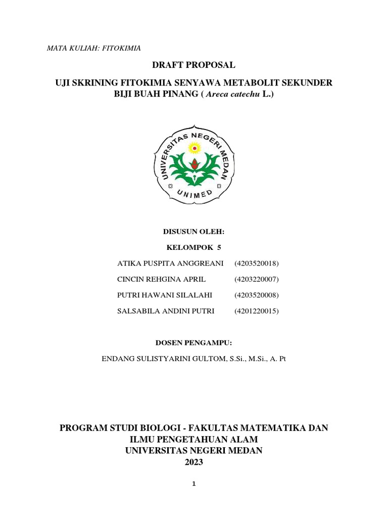 Draft Proposal Fitokimia - Kel 5 | PDF