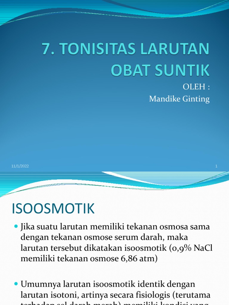 Panduan Tonisitas Larutan: Isoosmotik, Isotoni, Hipotoni, Hipertoni | PDF