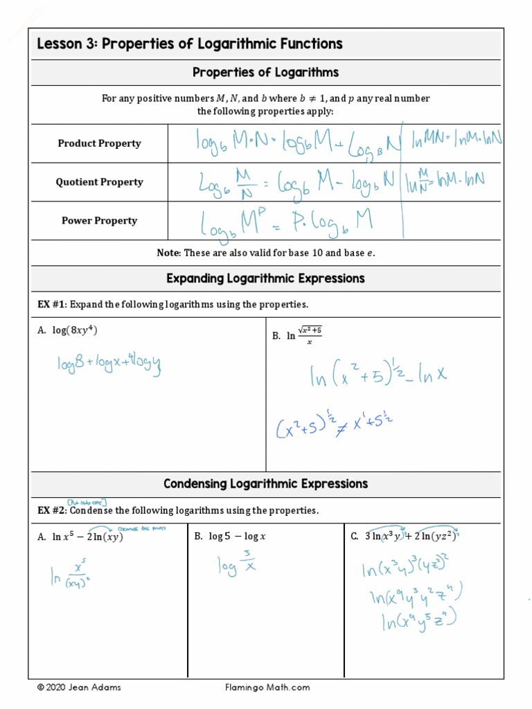Properties of Logs | PDF | Logarithm | Mathematical Analysis