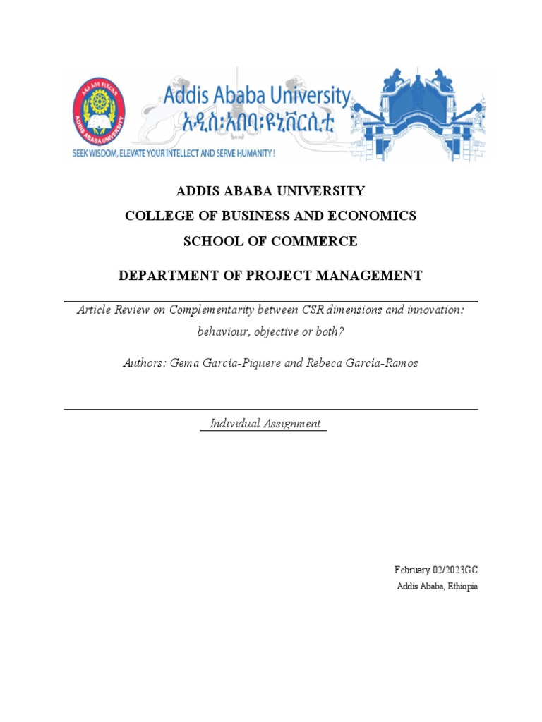 Addis Ababa University College of Business and Economics School of ...