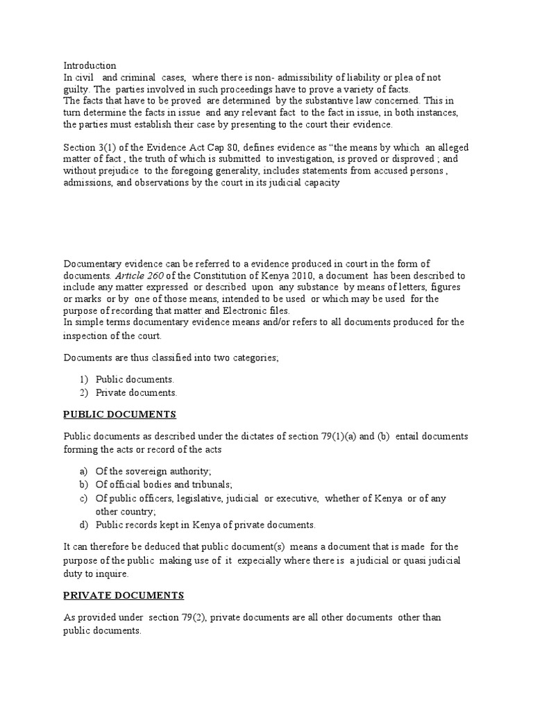 Documentary Evidence | PDF | Evidence (Law) | Evidence
