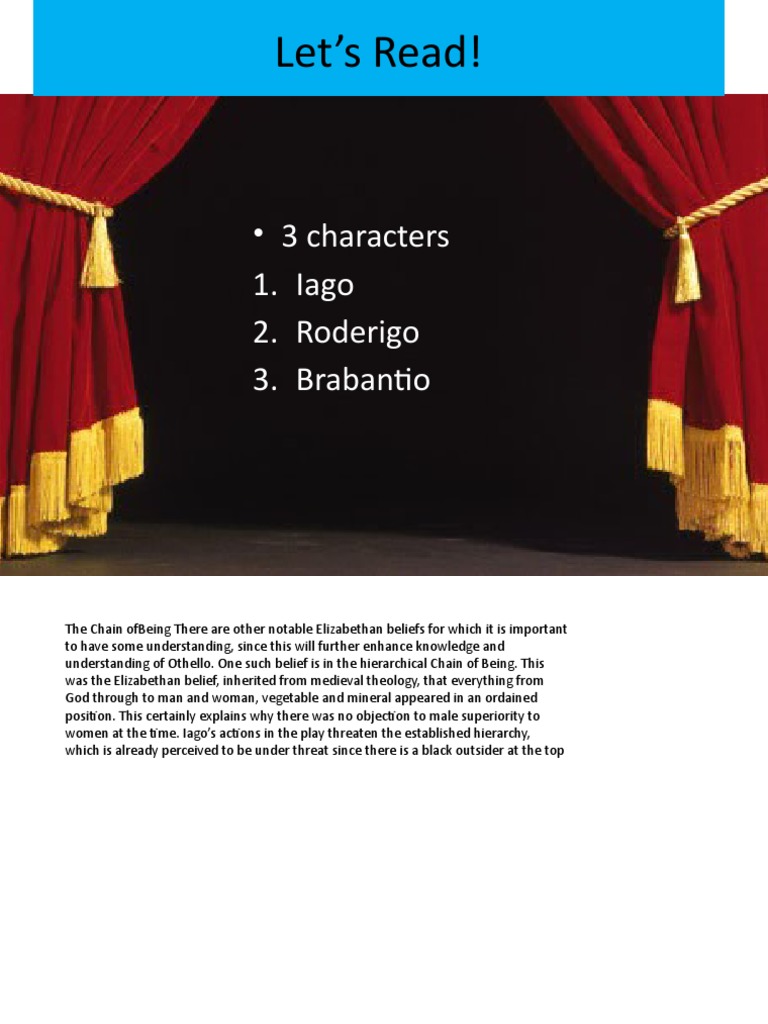 Act One Othello | PDF | Othello | Iago