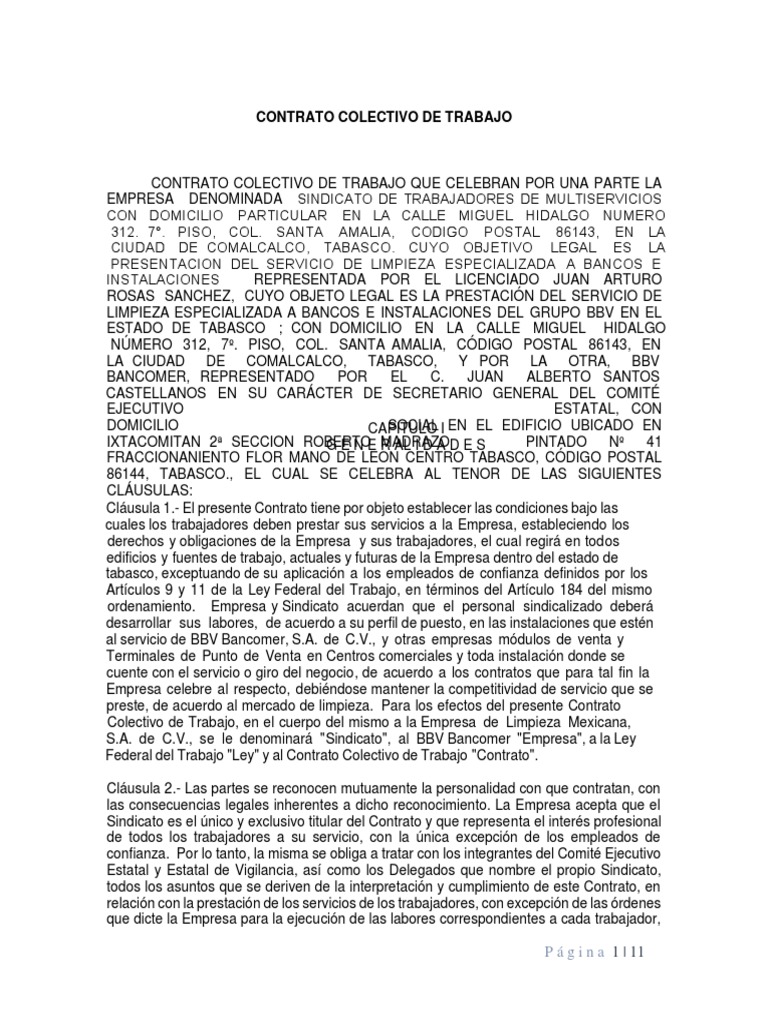 Machote Contrato Colectivo Laboral | PDF | Finanzas y dinero | Derecho