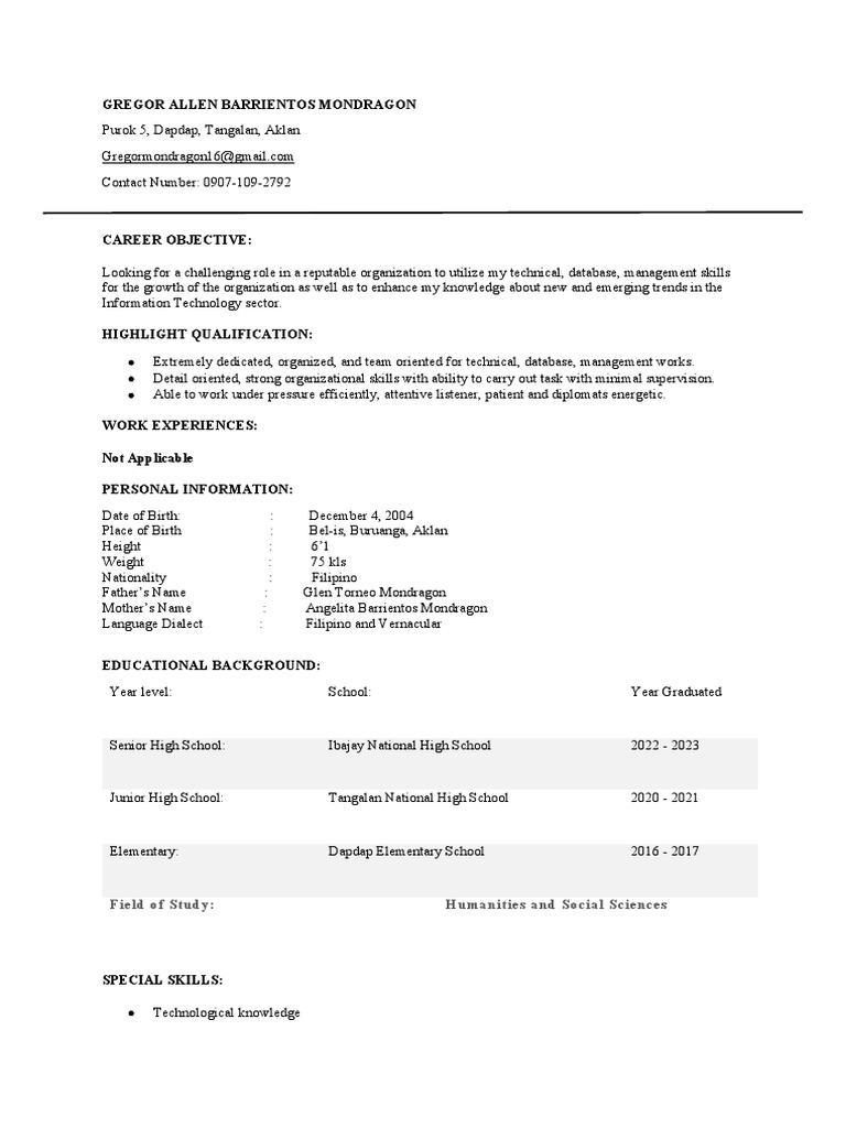 Sample Resume Pdf Communication Computing