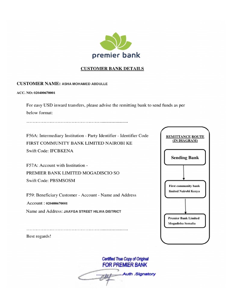 Premier Bank International Account | PDF