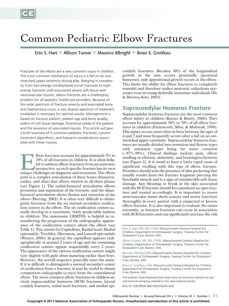 Common Pediatric Elbow Fractures: Erin S. Hart Allison Turner Maurice Albright Brian E. Grottkau ...