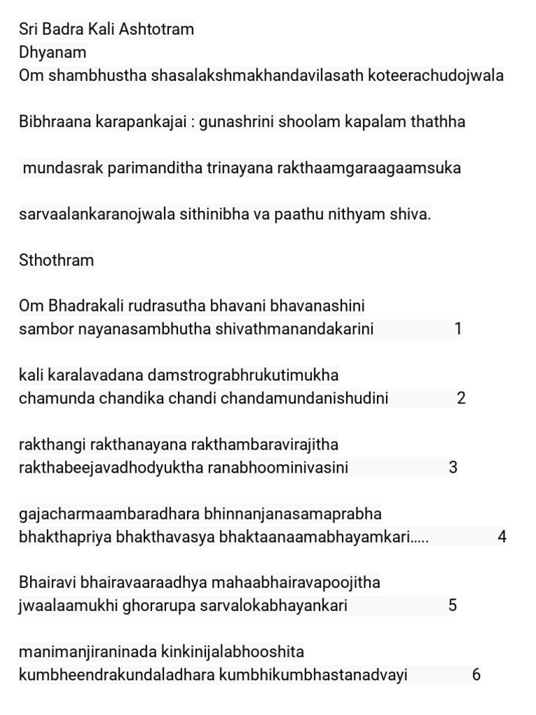2sri Badra Kali Ashtotram | PDF | Mythological Characters | Tantra