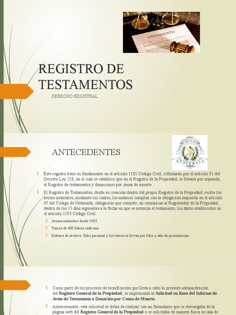 Registro de Testamentos | PDF | Certificado de nacimiento | Justicia