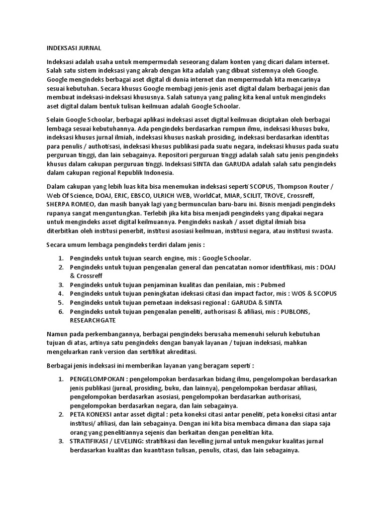Panduan Indeksasi Jurnal | PDF | Karier & Perkembangan | Bisnis