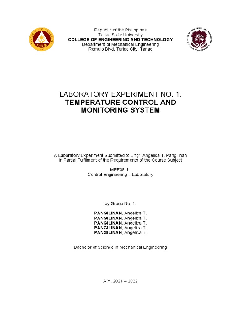 Laboratory Experiment No. 1 | PDF | Engineering | Experiment