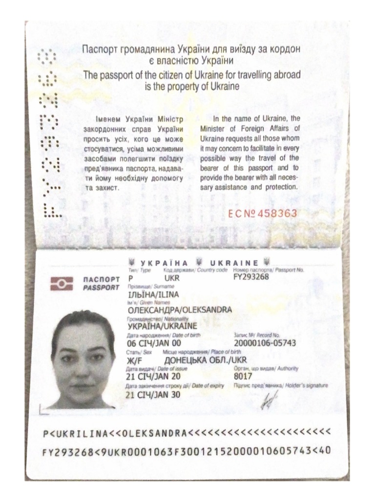 The Passport of the Citizen of Ukraine for Travelling Abroad | PDF