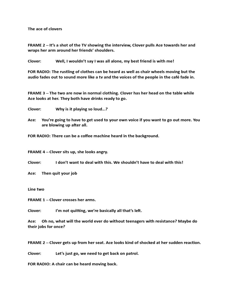 The Ace of Clovers Script | PDF