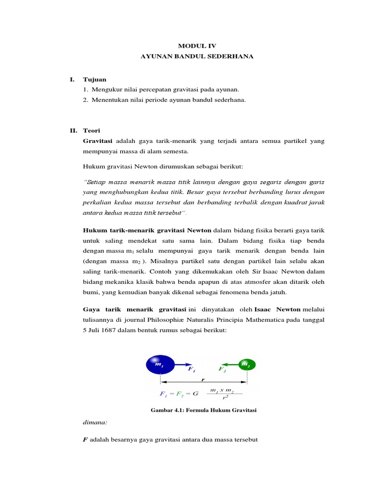 Modul Iv (Ayunan Bandul Sederhana) | PDF