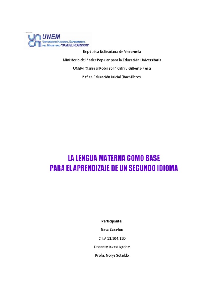 LA LENGUA MATERNA COMO BASE para Aprender Una Segunda Lengua | Descargar gratis PDF | Segundo ...