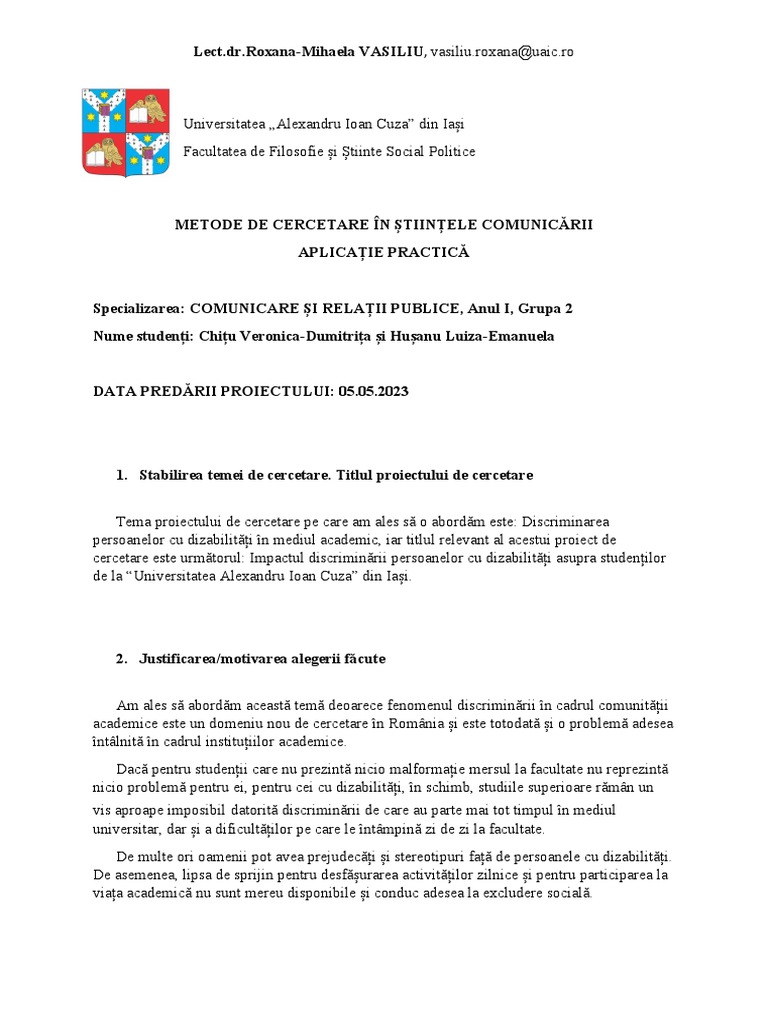 Proiect de Cercetare | PDF