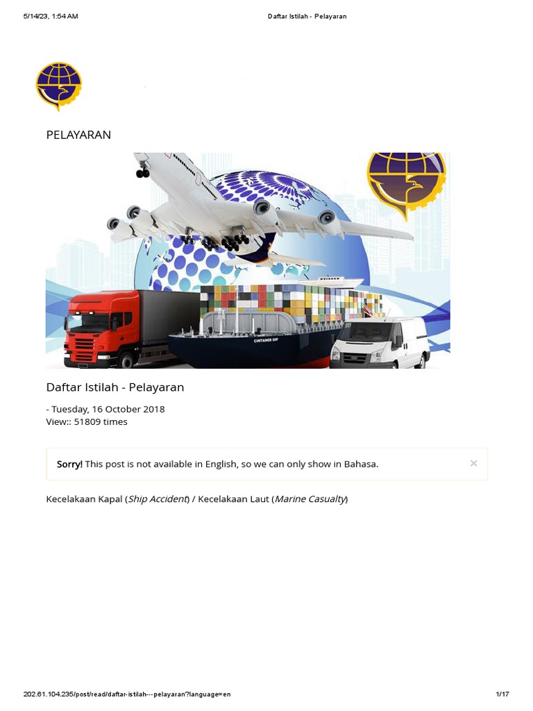 Daftar Istilah - Pelayaran | PDF