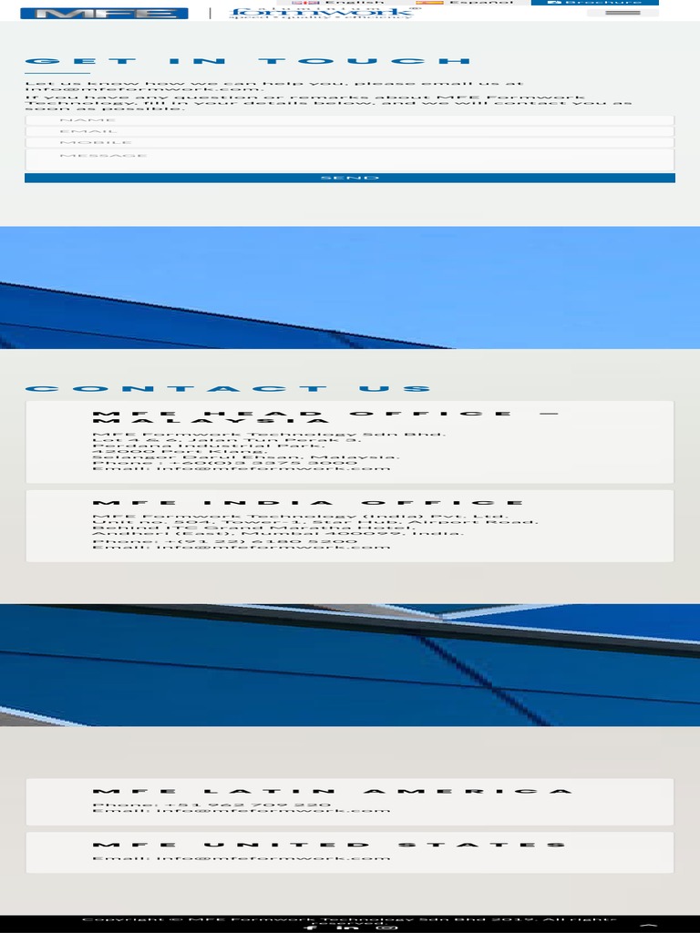 Contact Us - MFE Formwork Technology | PDF