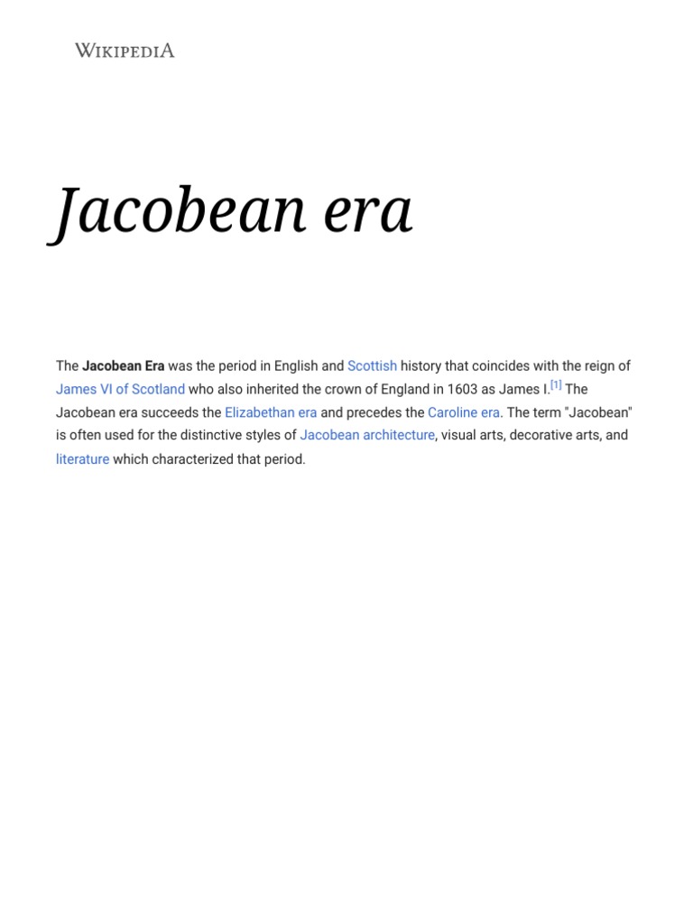 Jacobean Era - Wikipedia | PDF