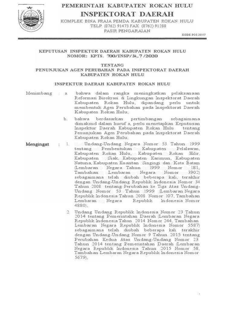 4.b.contoh - SK Agen Perubahan | PDF