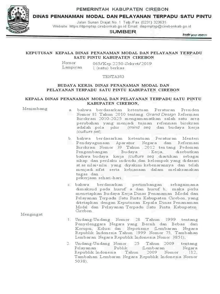 4.c.contoh SK Budaya Kerja | PDF