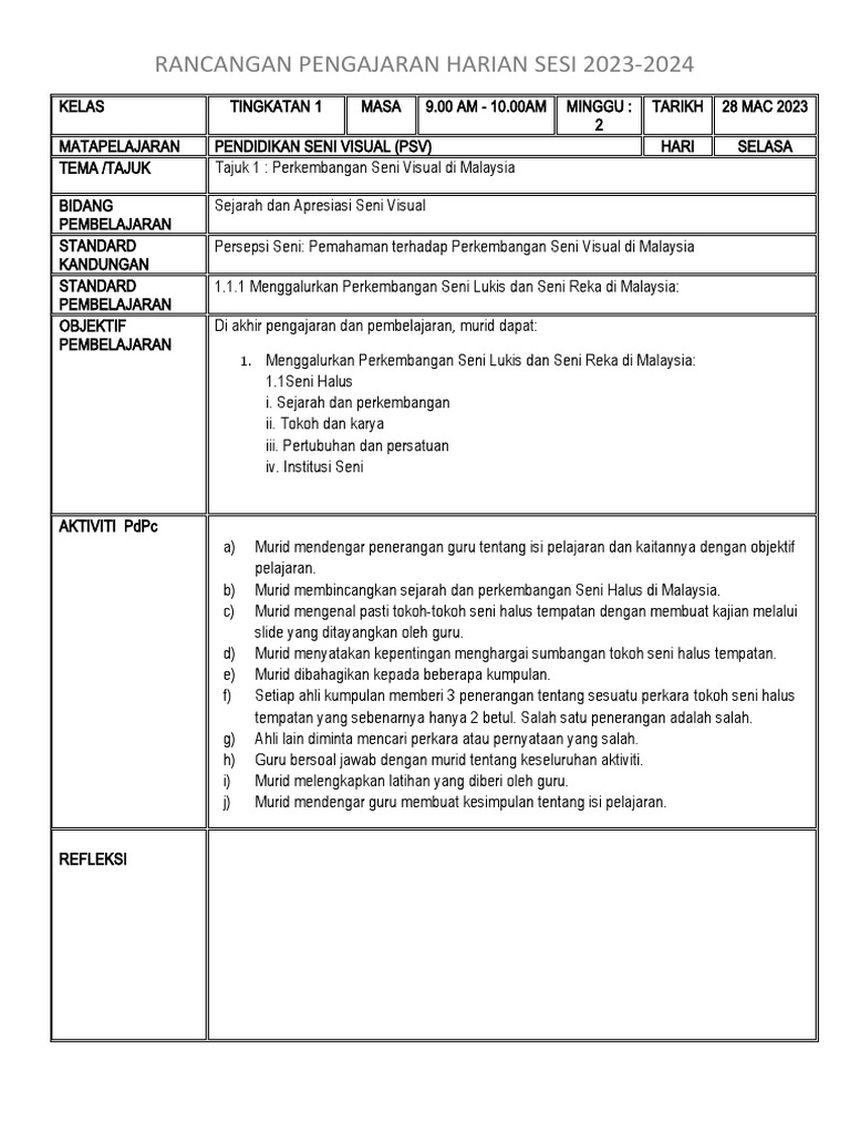 Modul Refleksi PSV Tingkatan 1 | PDF | Ilmu Sosial | Perjalanan
