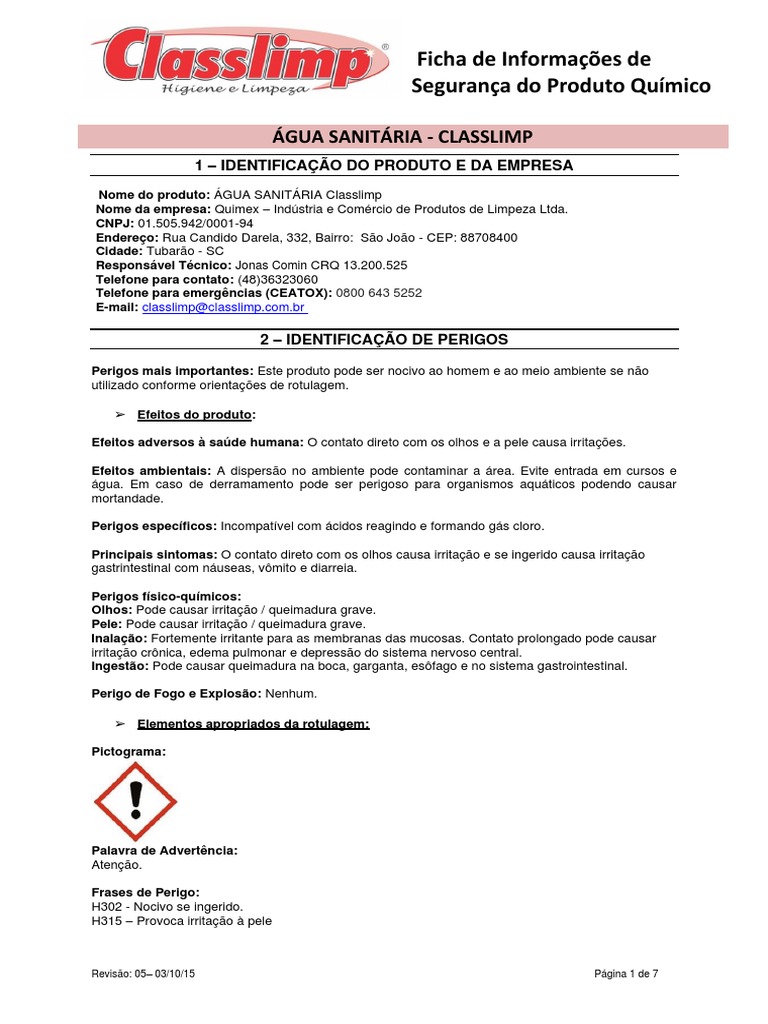 Fispq - Agua Sanitaria Classlimp | PDF