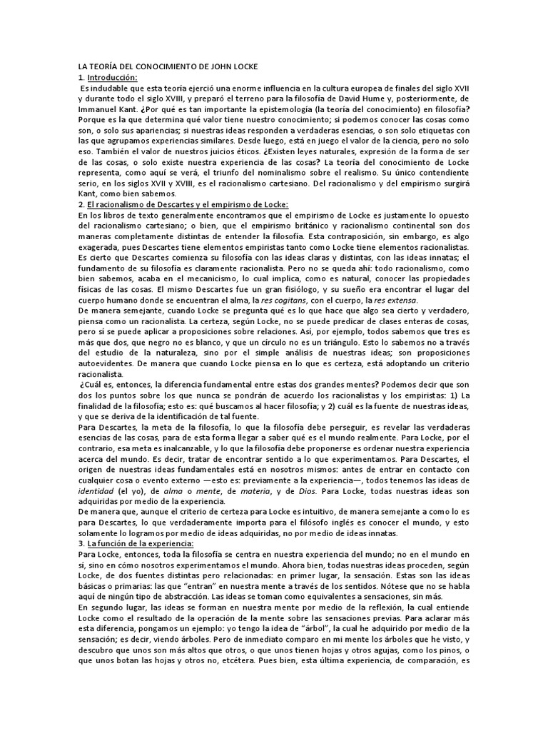 FILOSOFÍA - John Locke - Empirismo | PDF | Empirismo | Racionalismo