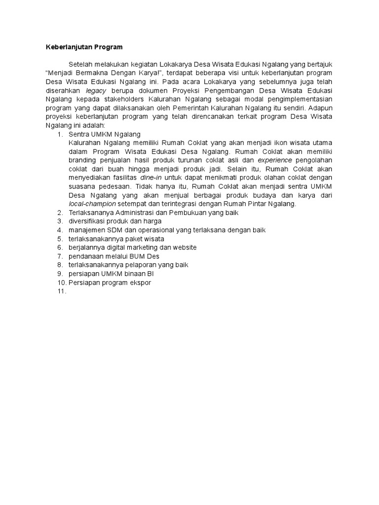 Keberlanjutan program | PDF