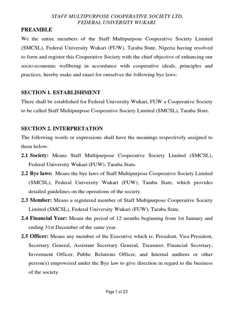 SMCSL Reviewed Bye-Laws 11 May 2021 | PDF | Loans | Dividend