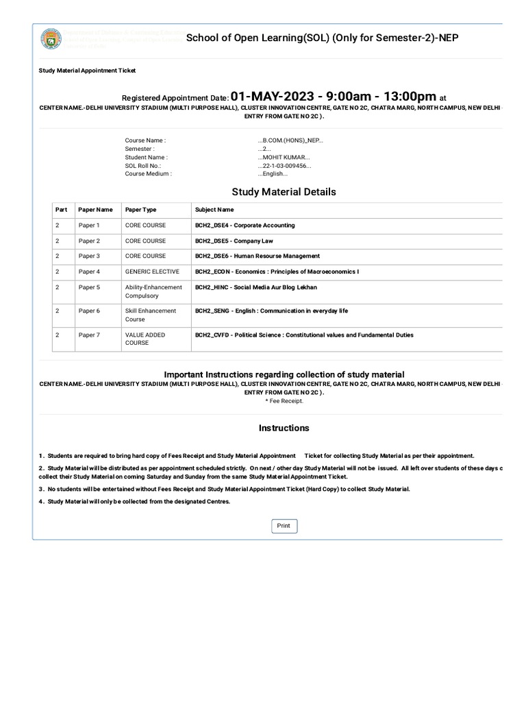 SOL Study Material Appointment | PDF | Communication