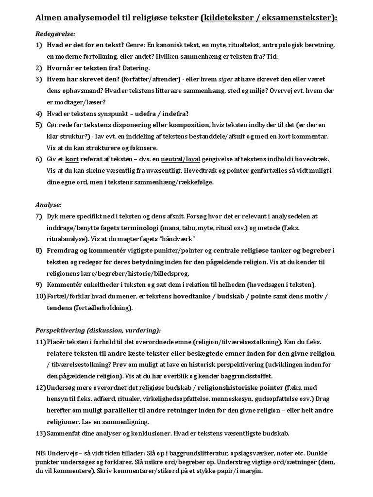Almen tekstanalyse - Religion | PDF