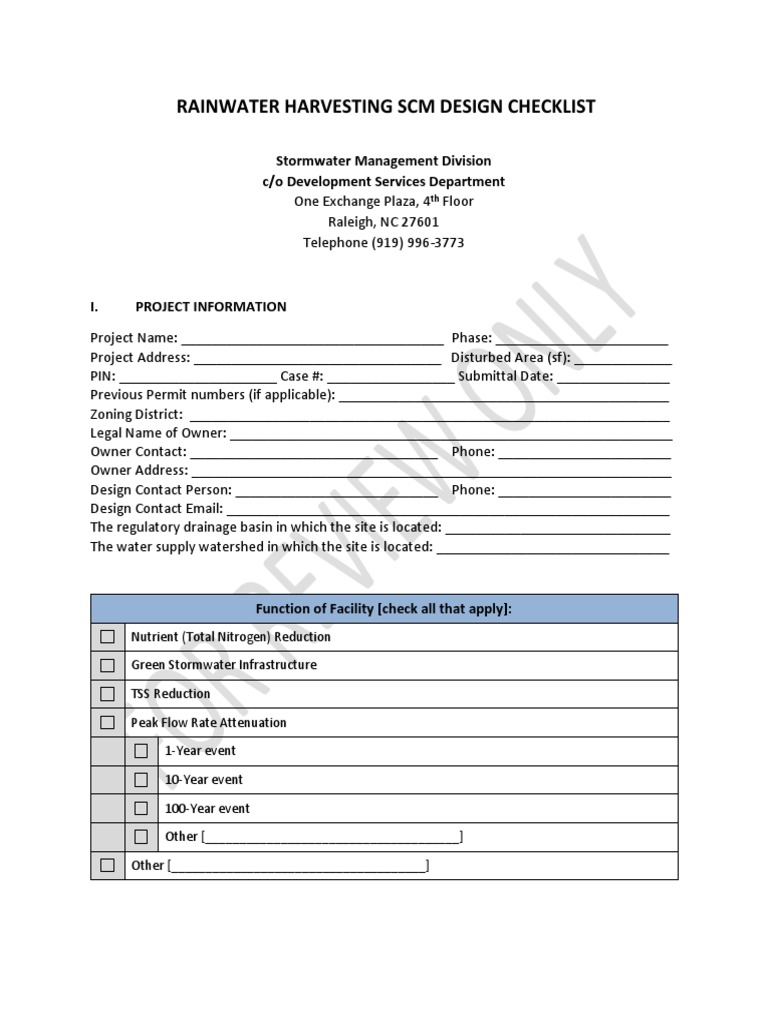 Rainwater Harvesting Design Checklist | PDF | Stormwater | Physical ...