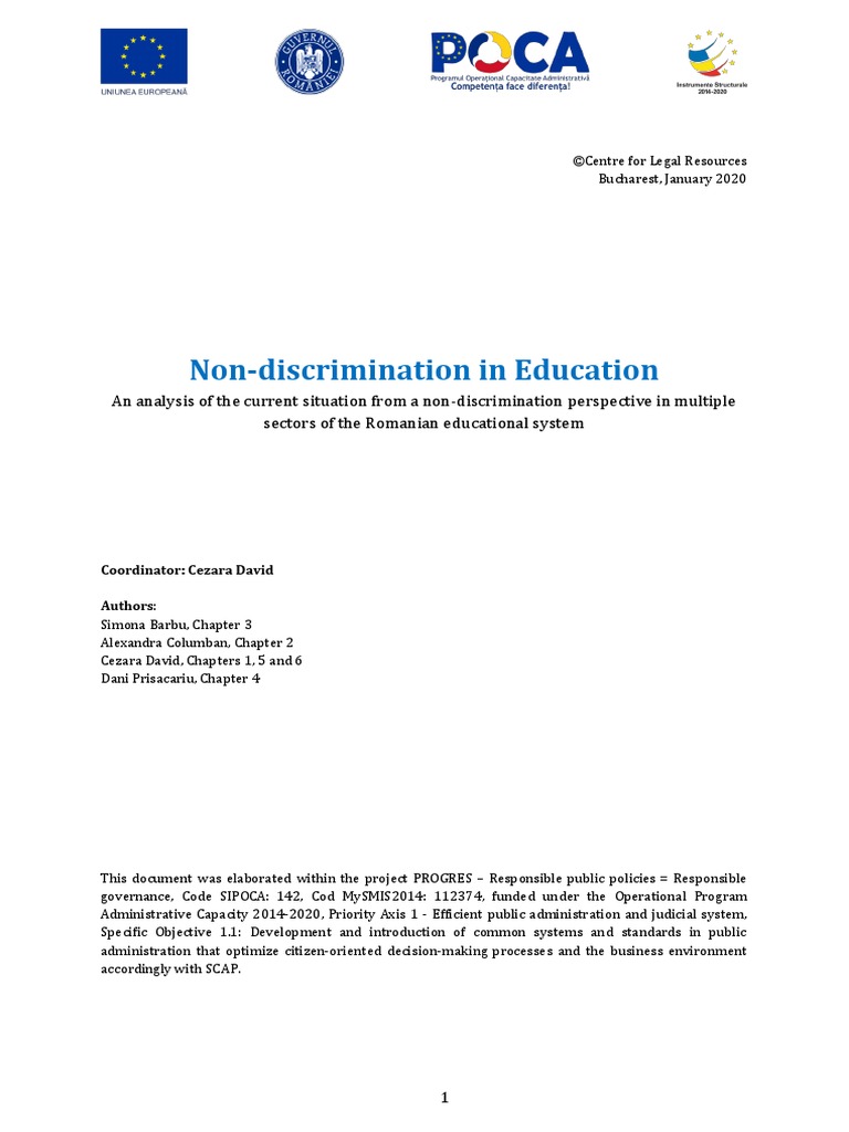 Study On Non Discrimination English Summary 2020 | PDF | Discrimination ...