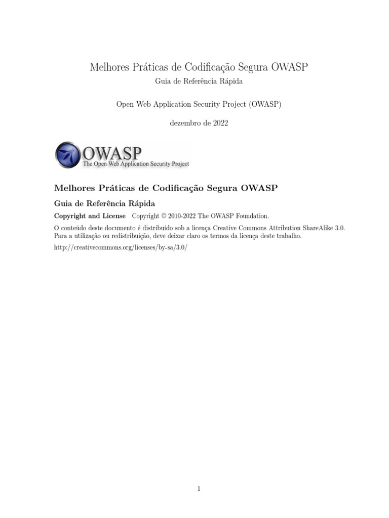 OWASP SCP Quick Reference Guide - PT-BR | PDF | Autenticação ...