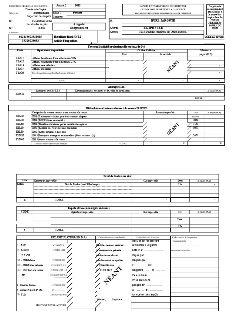 Declaration G50 | PDF | Impôts | Taxe sur la valeur ajoutée