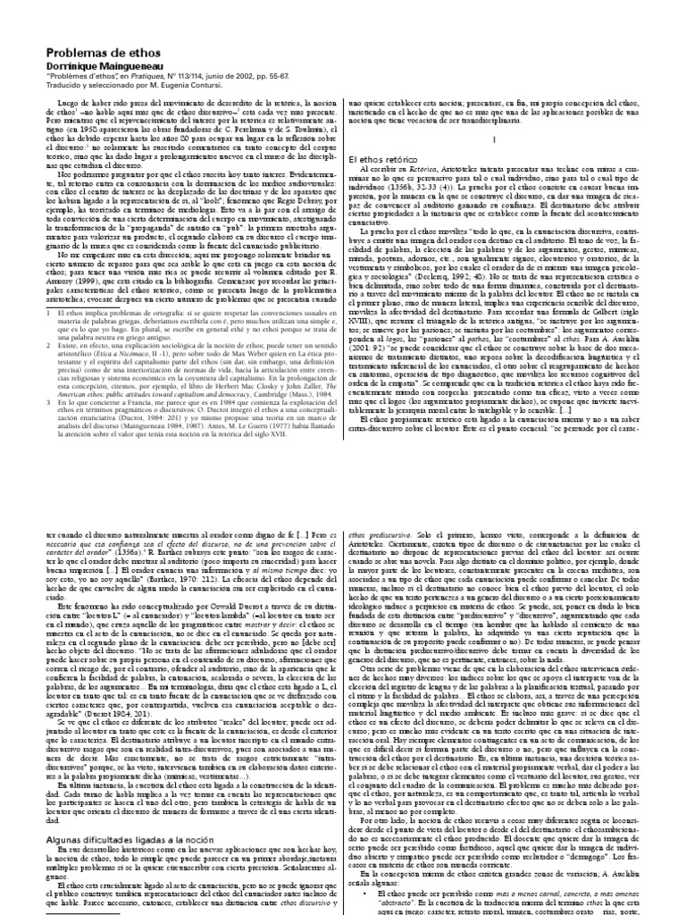 Maingueneau - Problemas Del Ethos | PDF