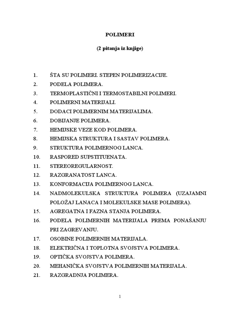 Polimeri Boje Lepila | PDF