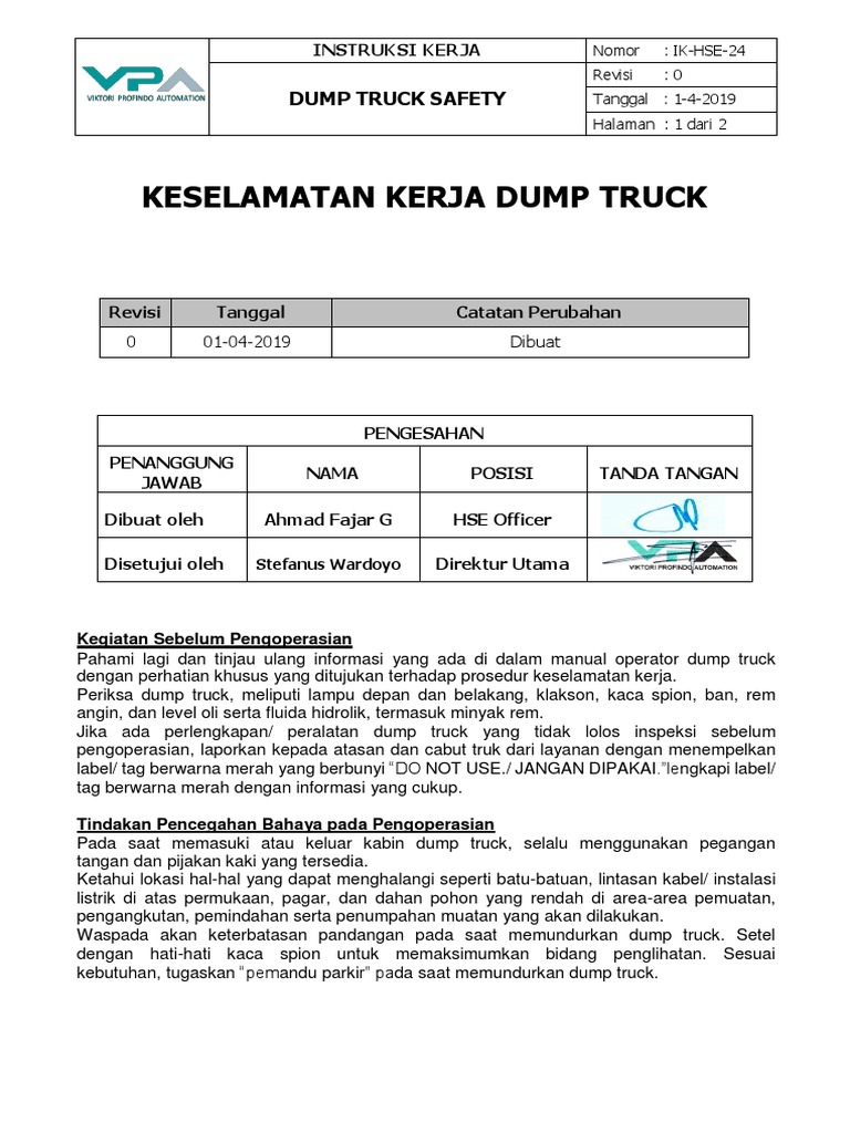 E. IK-HSE-24 Dump Truck Safety | PDF