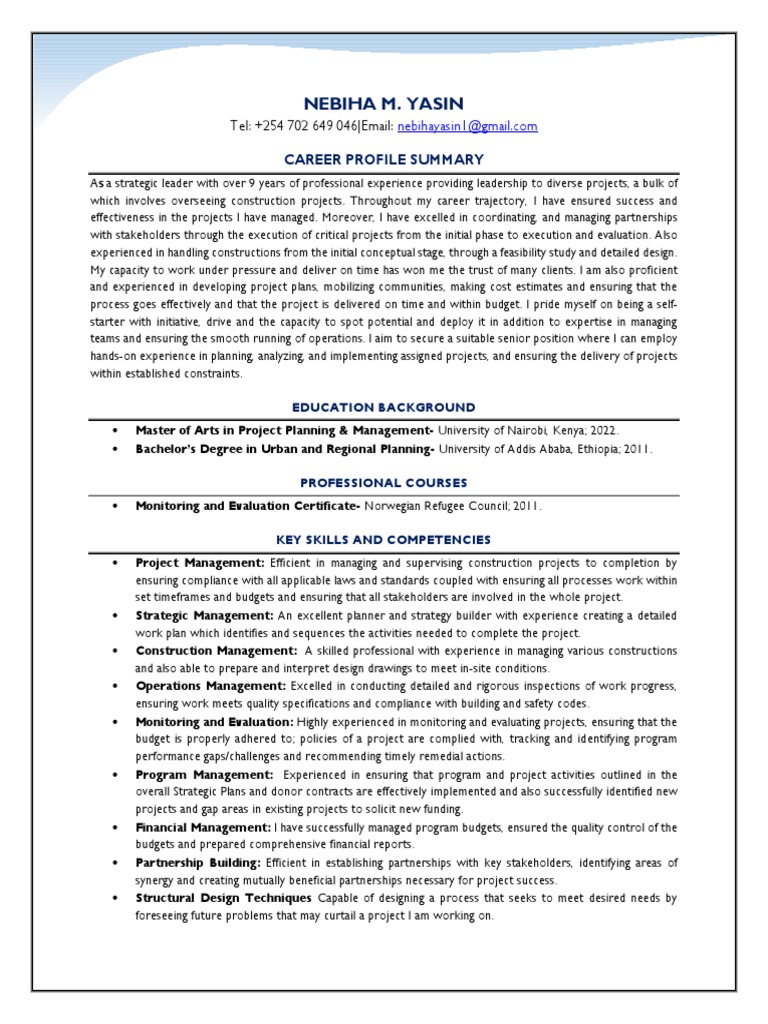 Resume - Nebiha M Yasin - May2023 | PDF | Project Management | Business