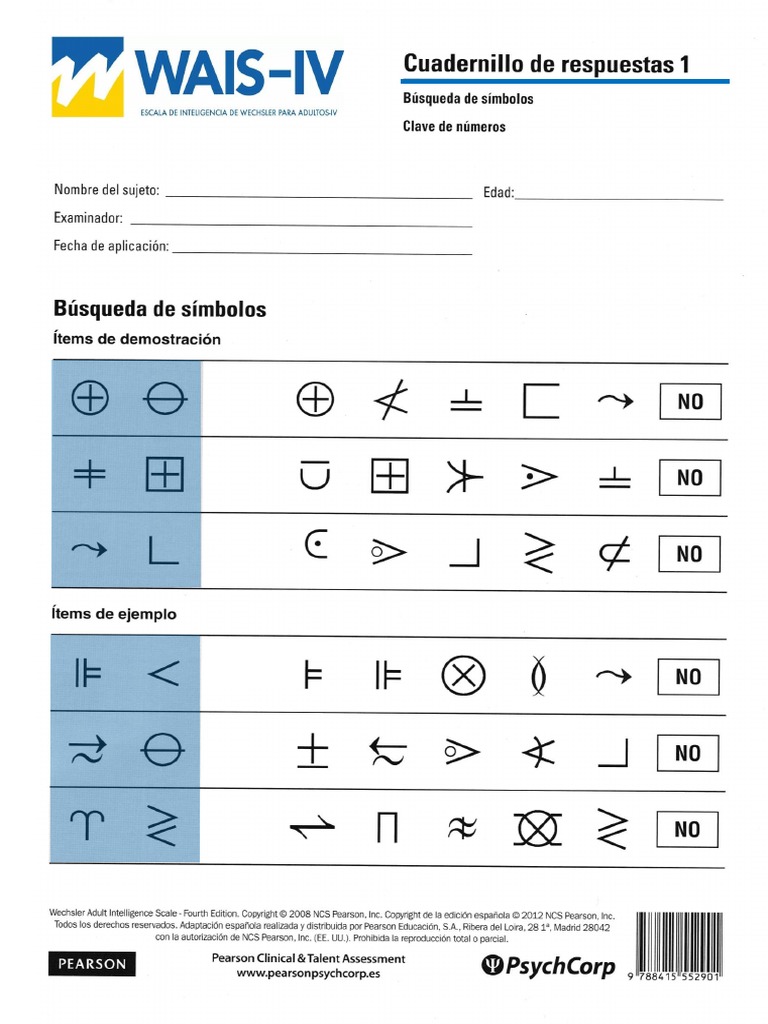 Wais Iv Cuadernillo de Respuestas 1 | PDF