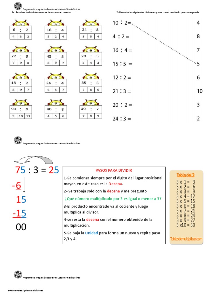 Resolver La División y Coloree La Respuesta Correcta (Reparado ...
