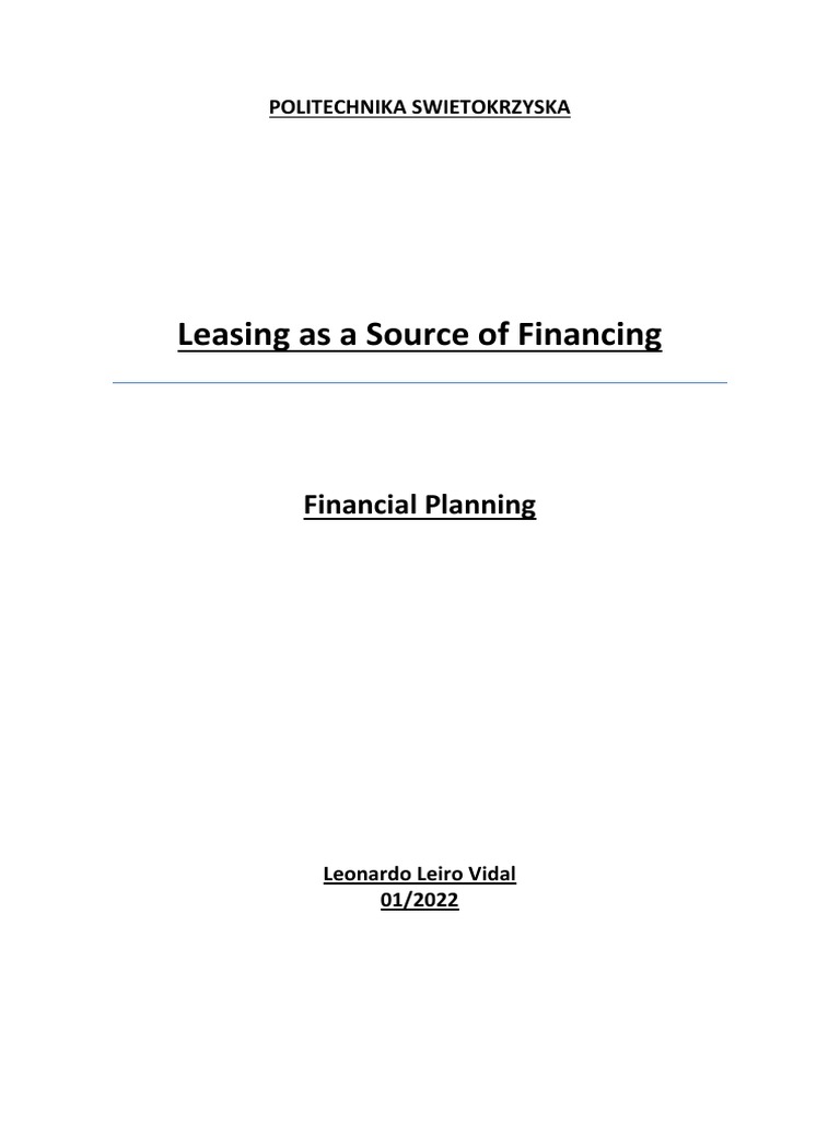 Leasing As A Source of Financing | PDF | Lease | Economies
