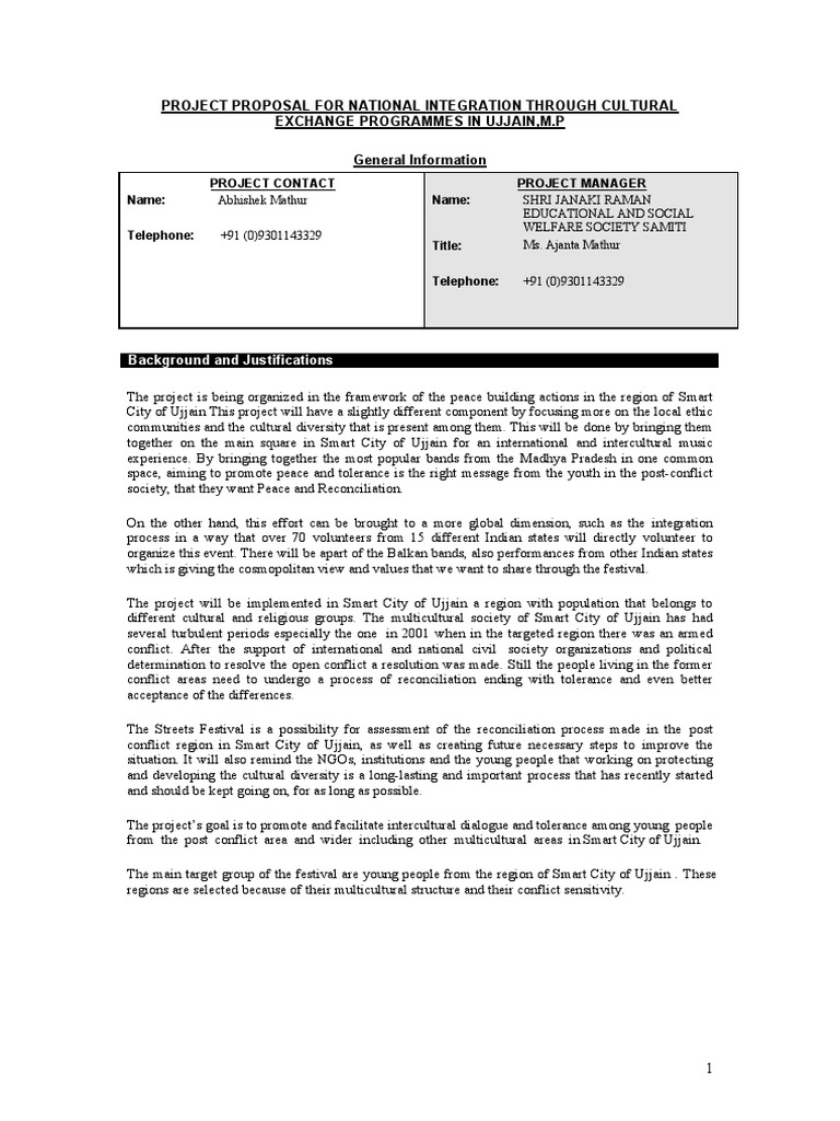 Ujjain Cultural Exchange Festival Proposal | PDF | Multiculturalism ...