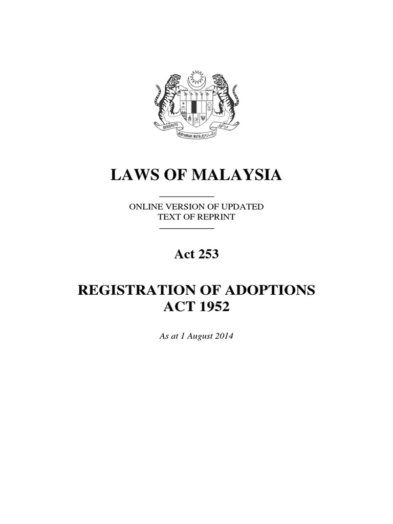 Malaysia Adoption Registration Act | PDF | Witness | Adoption