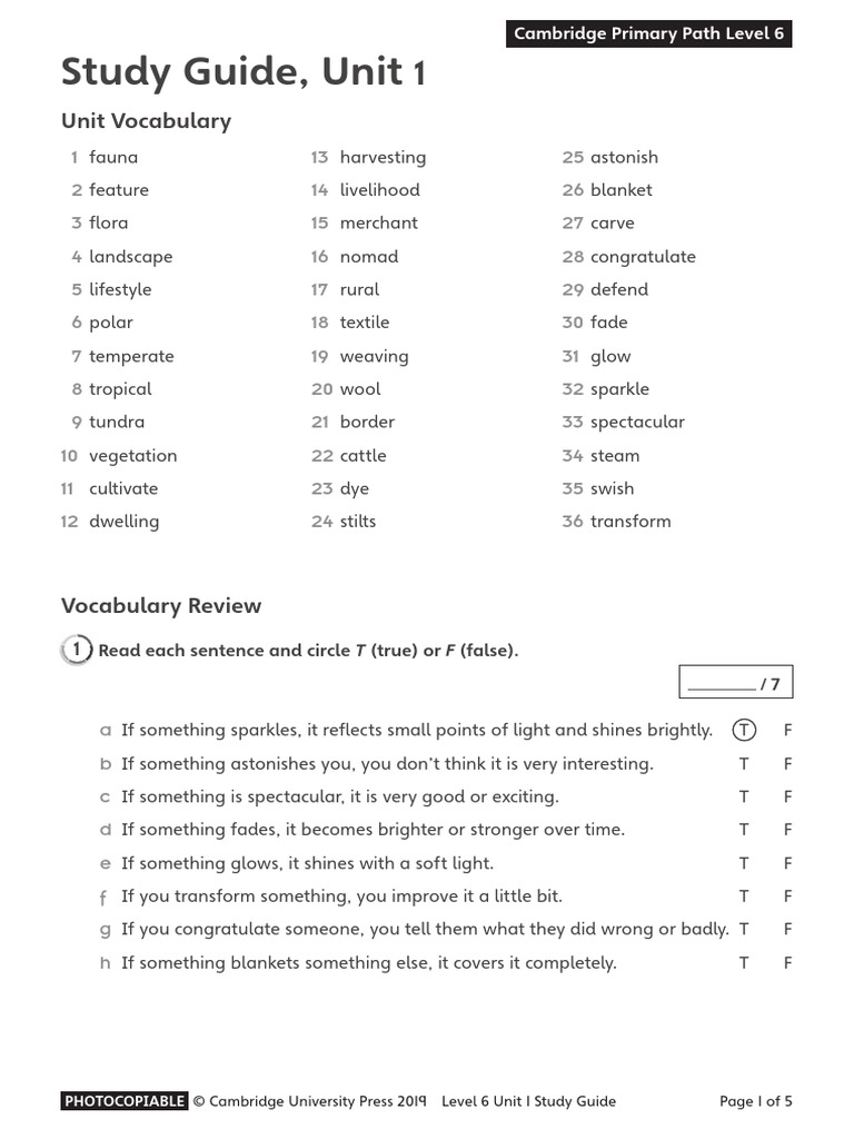 Study Guide, Unit 1 | PDF